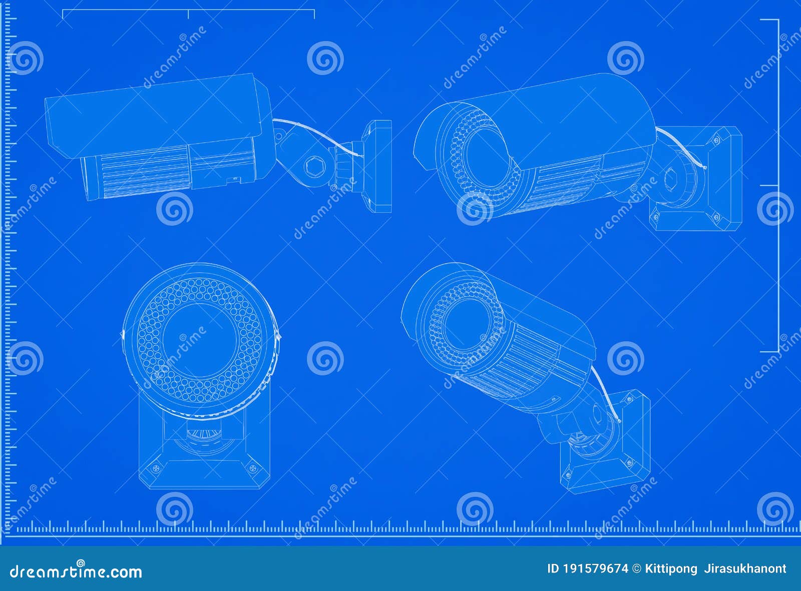 Security camera blueprint stock illustration. Illustration of pattern ...