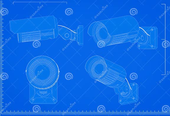 Security camera blueprint stock illustration. Illustration of pattern ...