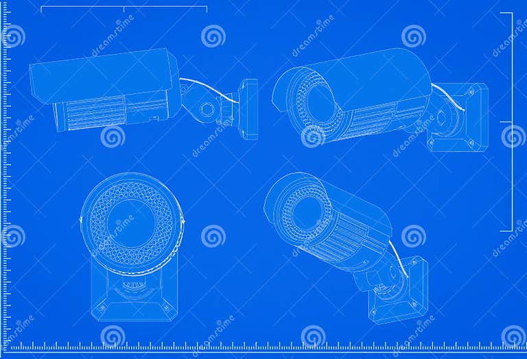 Security camera blueprint stock illustration. Illustration of pattern ...