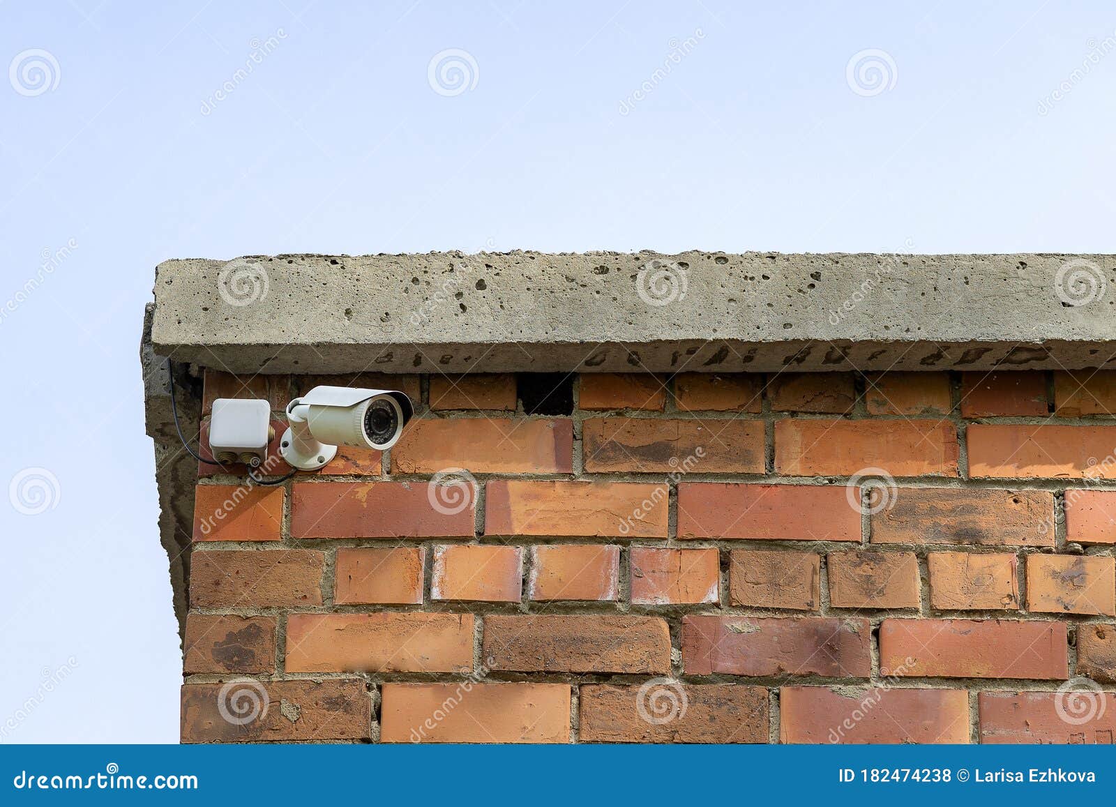 Security Camera on a Brick Wall of a Residential Building Stock Photo ...