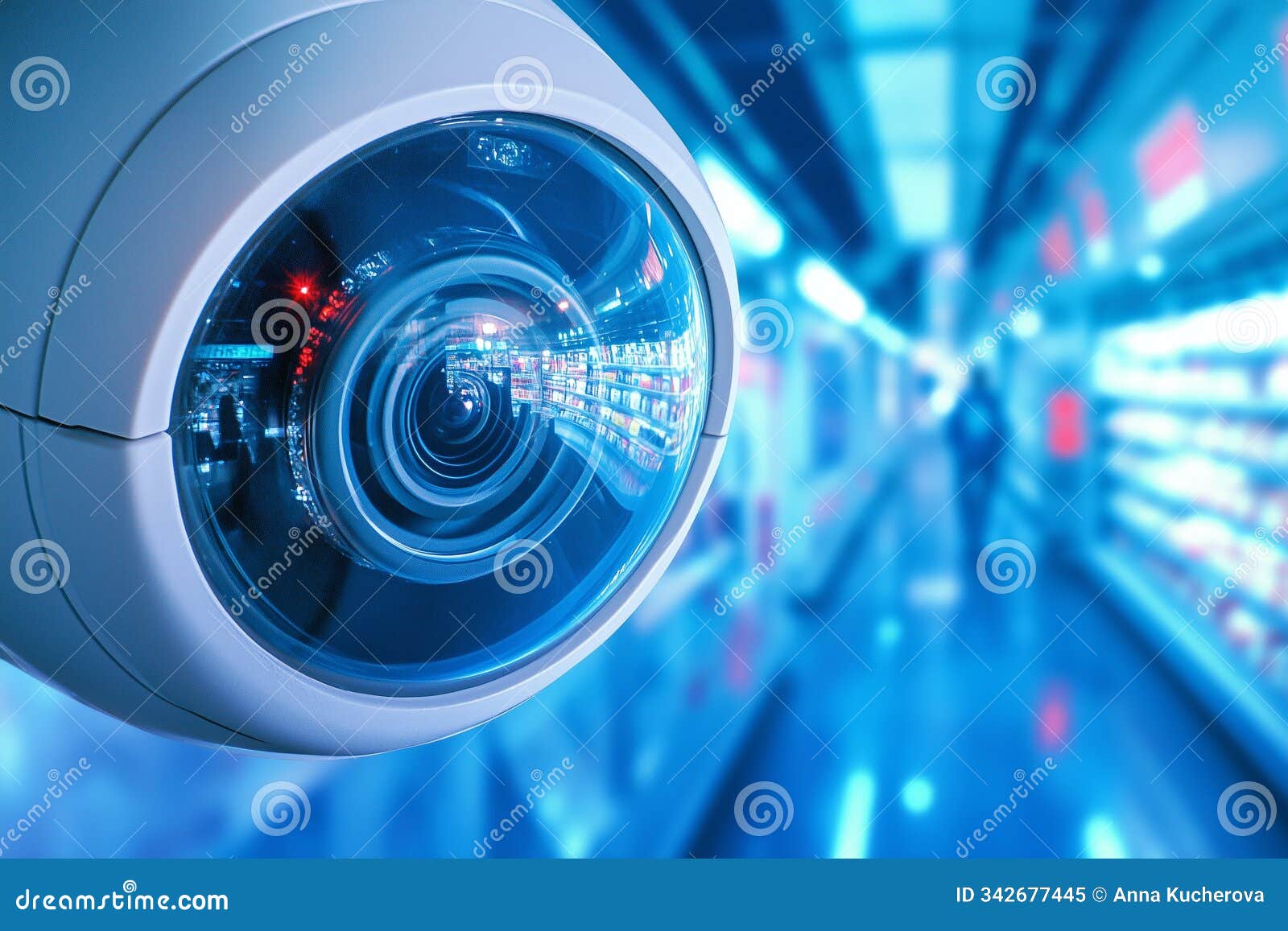 Security Camera Monitors a Brightly Lit Convenience Store Aisle at ...