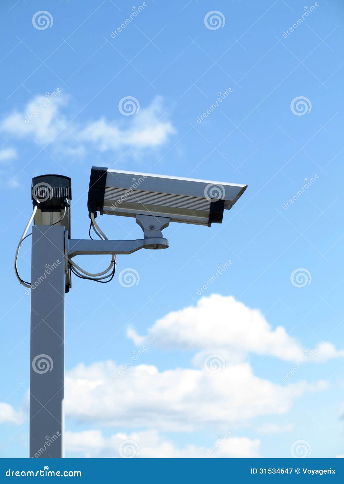 Security Camera Cctv Over Blue Sky Stock Image - Image of blue, urban ...