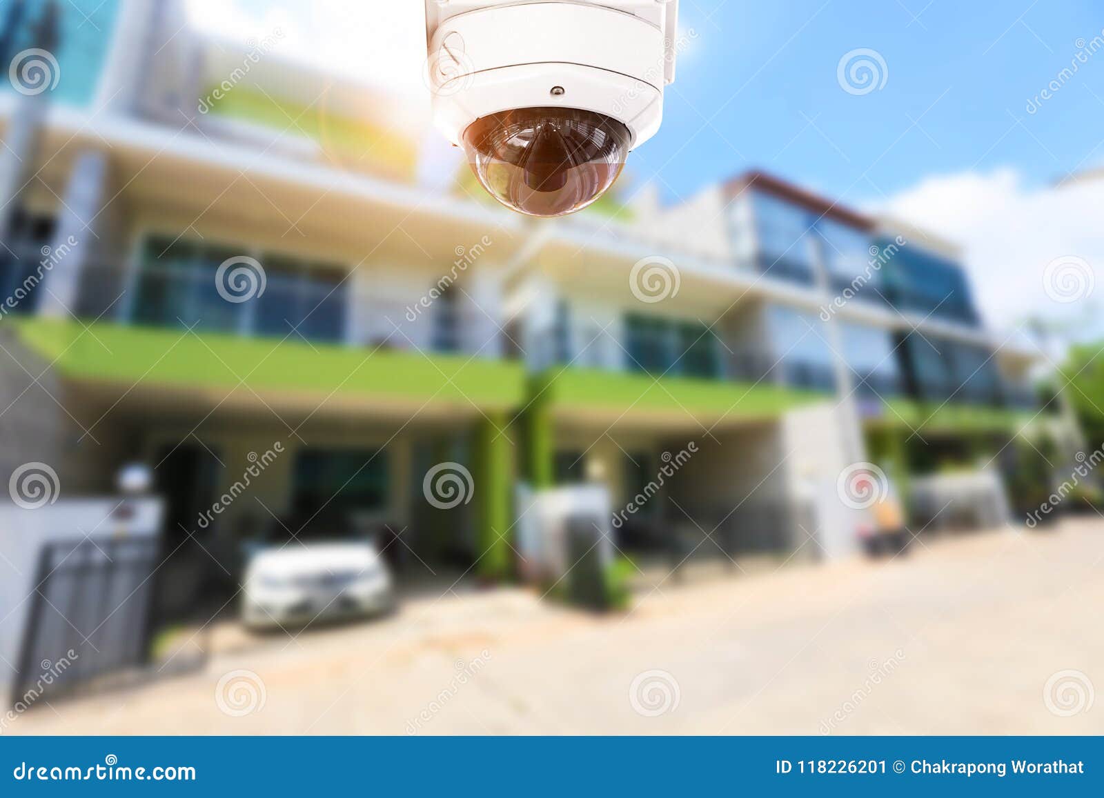 Security Camera or CCTV Private House on the Background. Stock Image ...