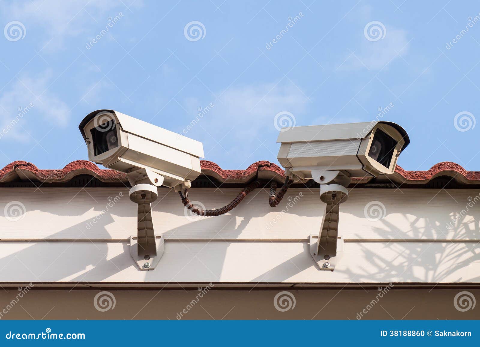 Security Camera or CCTV on Roof Stock Photo - Image of satellite ...