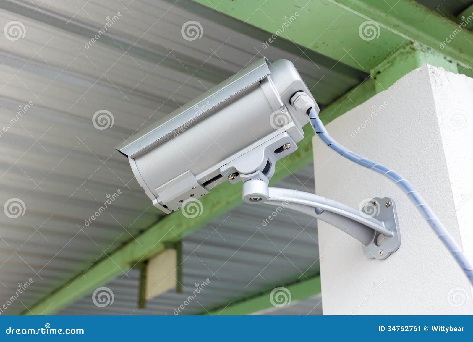 Security Camera Cctv Under Roof in Factory Stock Image - Image of guard ...