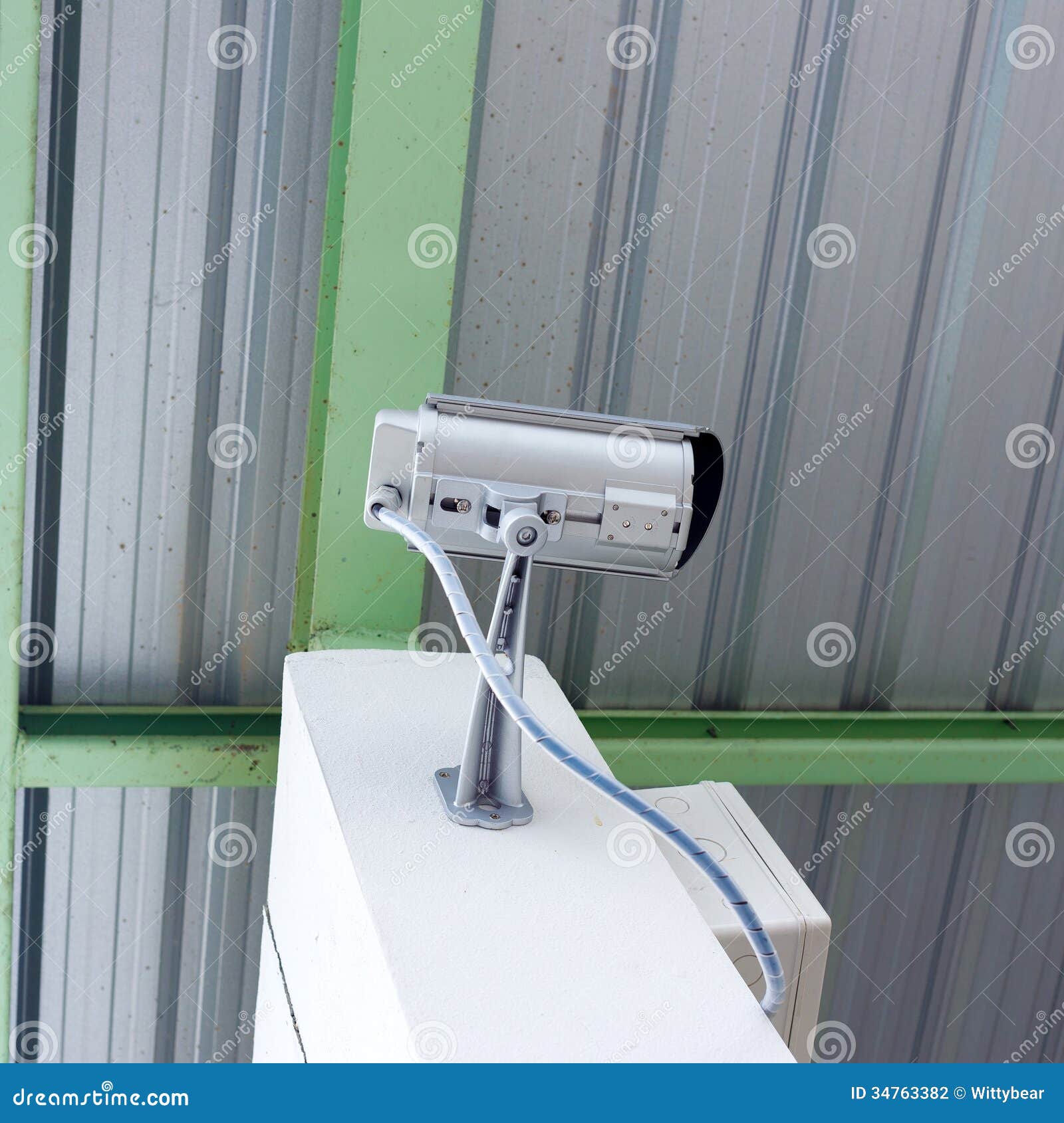 Security Camera Cctv Under Roof in Factory Stock Photo - Image of ...