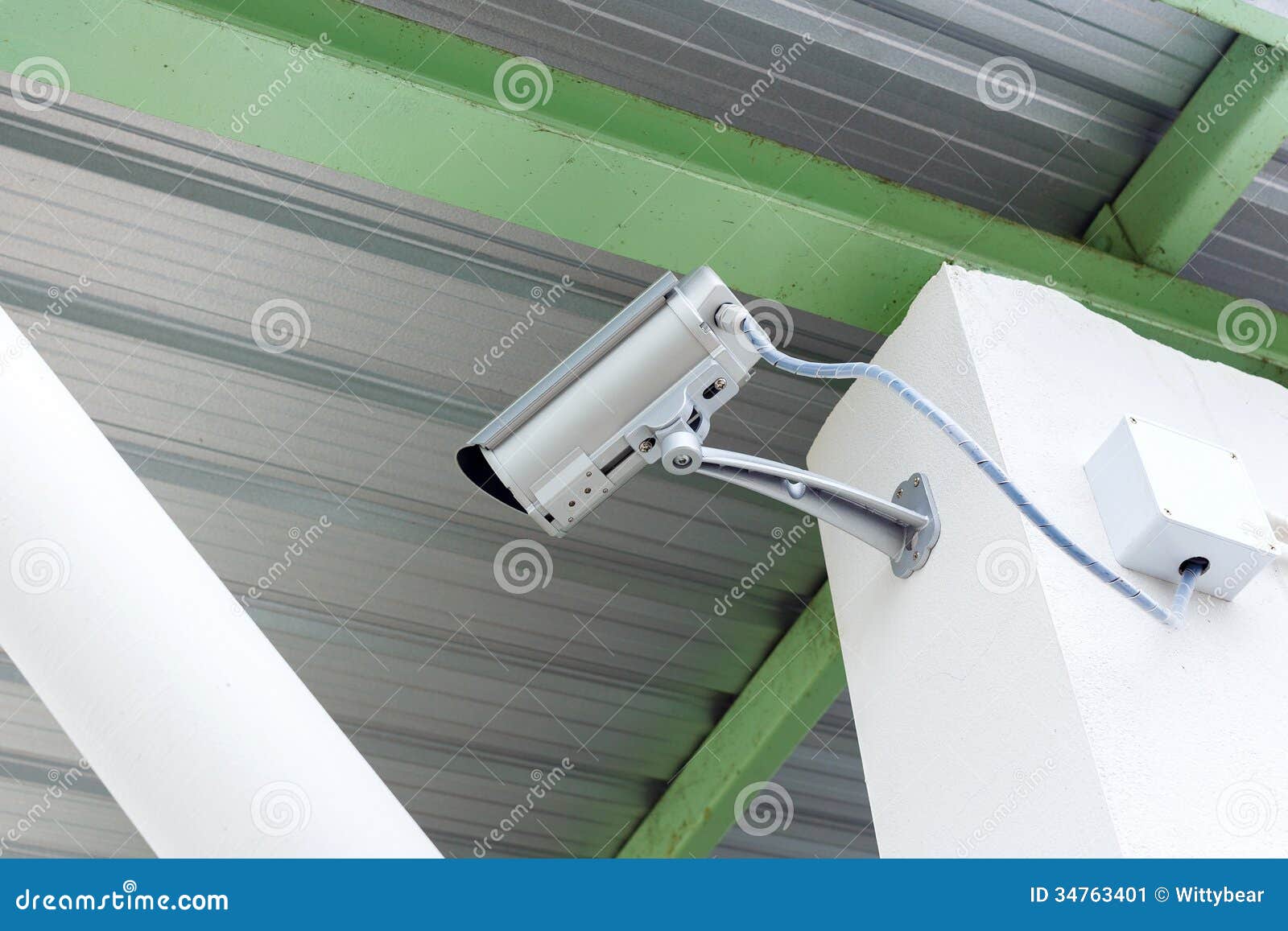 Security Camera Cctv Under Roof in Factory Stock Image - Image of ...