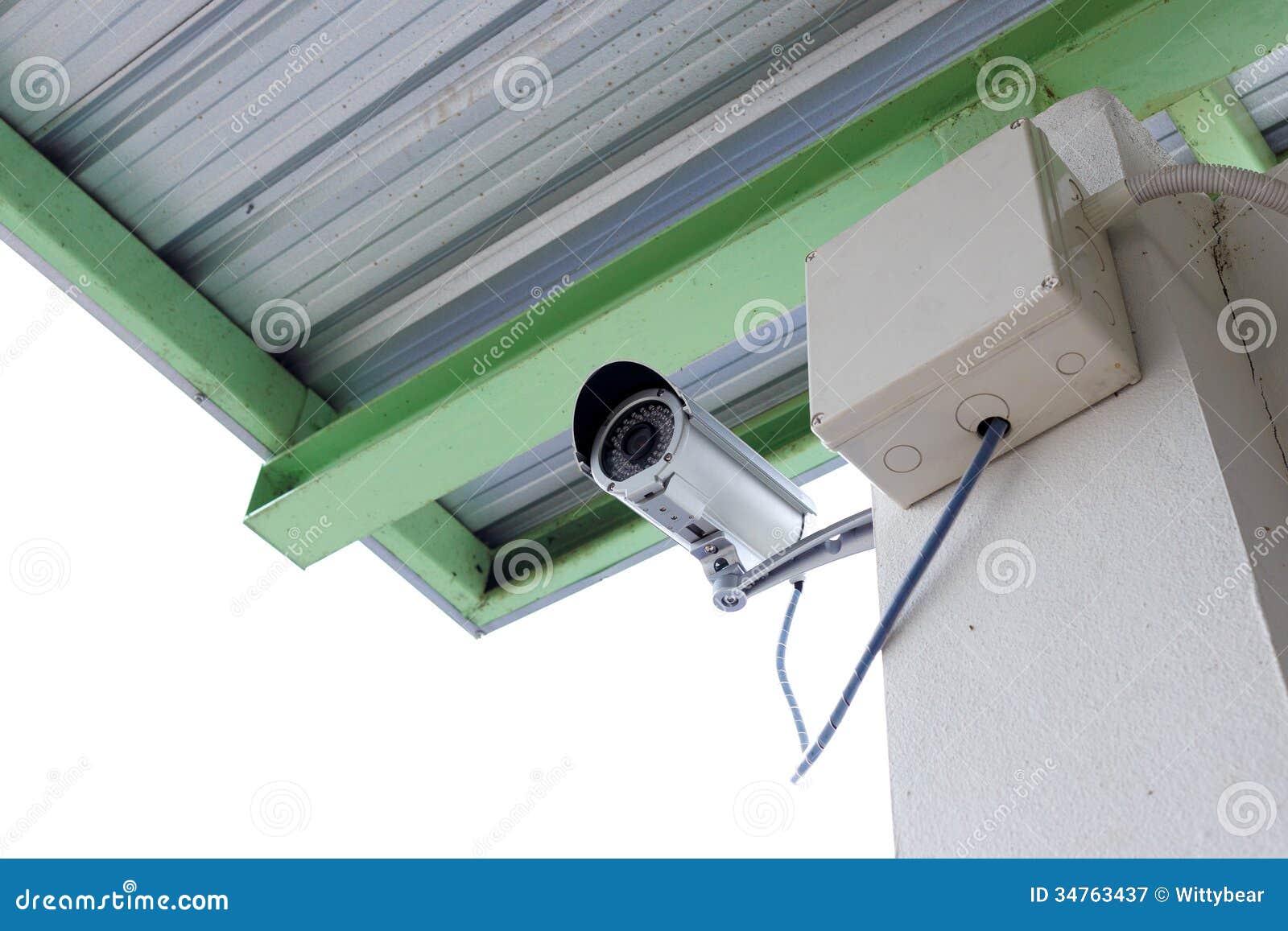 Security Camera Cctv Under Roof in Factory Stock Image - Image of ...