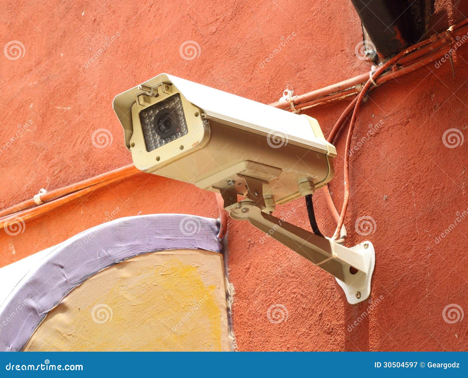 Security Camera CCTV on Wall Stock Image - Image of record, circuit ...