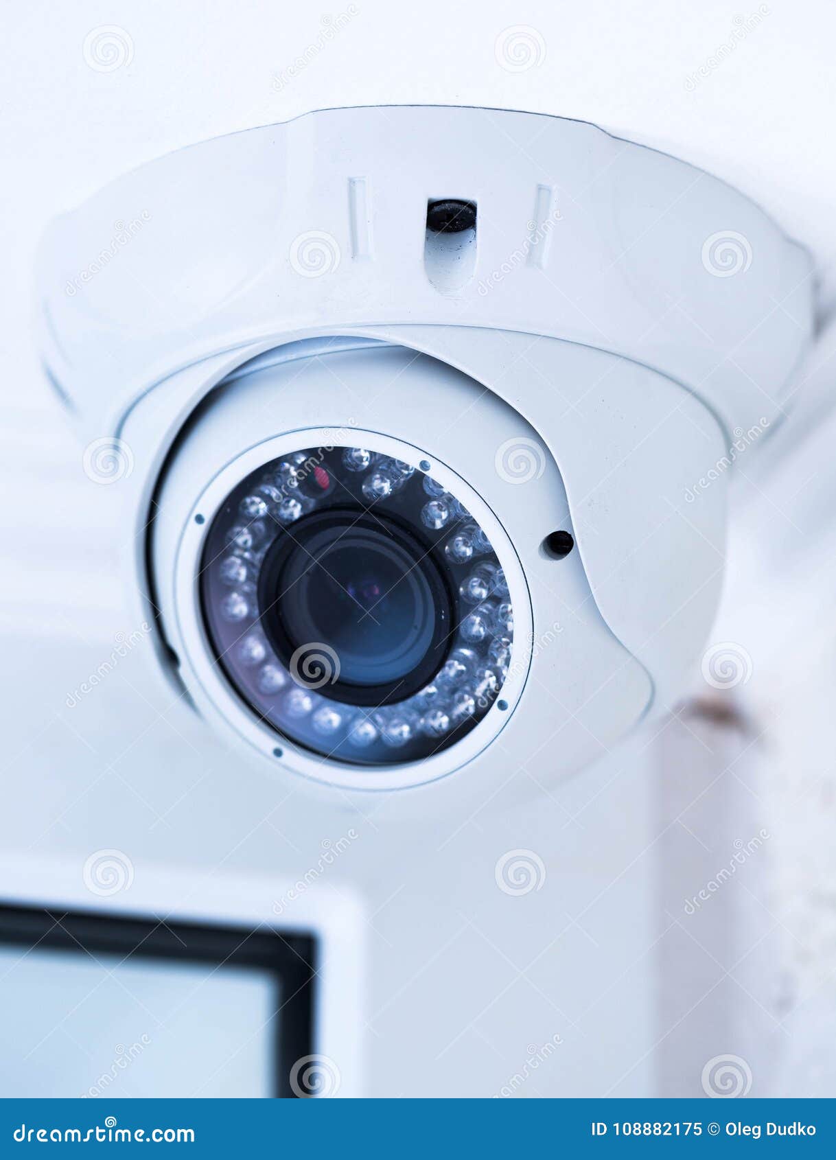 Security Camera on the Ceiling in Office Building Stock Image - Image ...