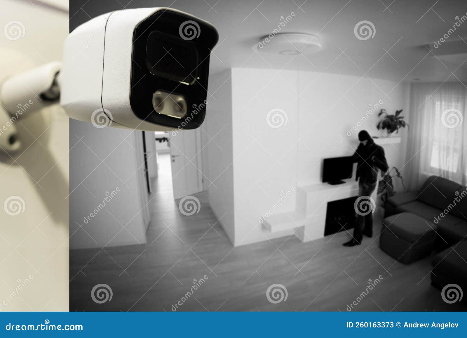 Security Camera Concept. the Camera in the Room of the Thief Stock ...