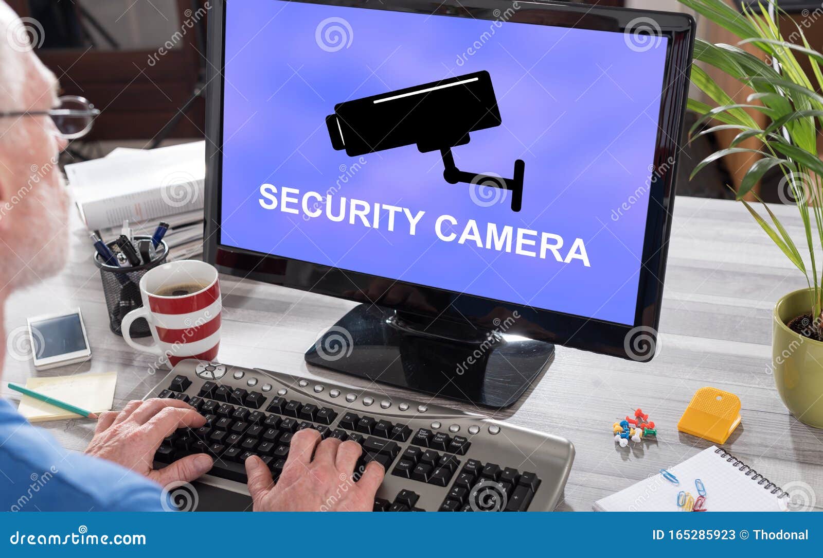 Security Camera Concept on a Computer Stock Image - Image of data ...