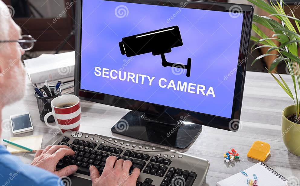 Security Camera Concept on a Computer Stock Image - Image of data ...