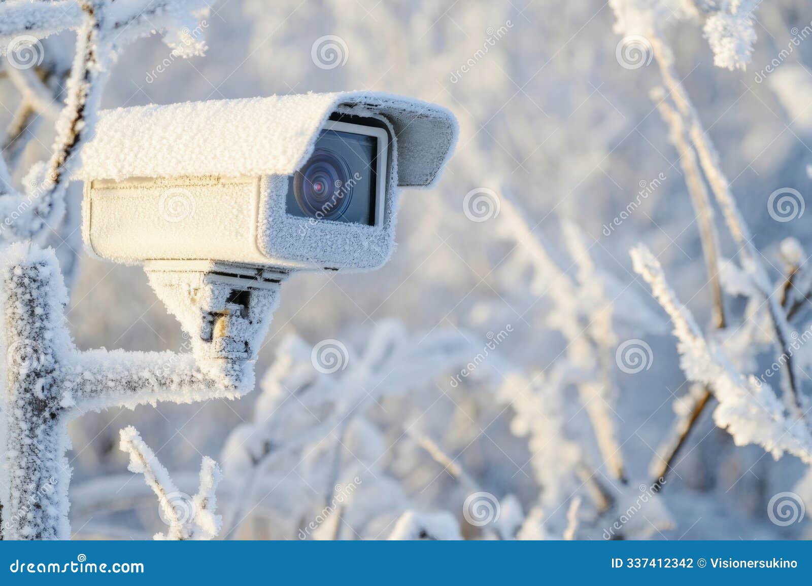 A Security Camera Covered in Frost and Snow Stock Illustration ...