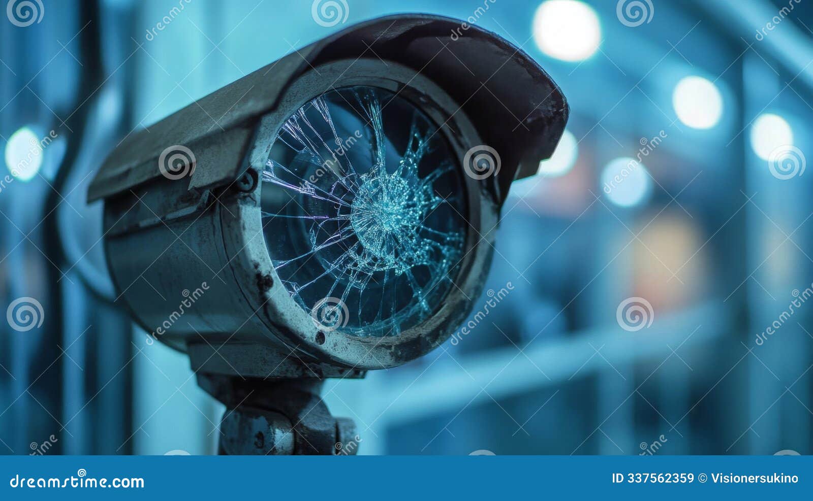 A Security Camera with a Cracked Lens Stock Illustration - Illustration ...