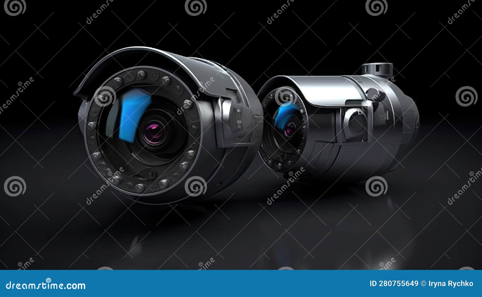 Security Camera on Dark Background, Ai Generated Stock Illustration ...