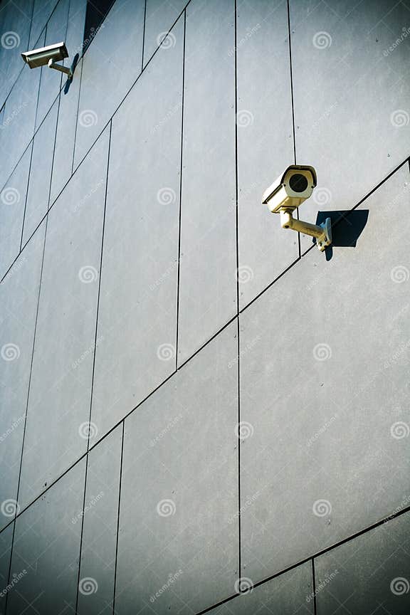 Security Camera on Dark Building Background Stock Image - Image of ...
