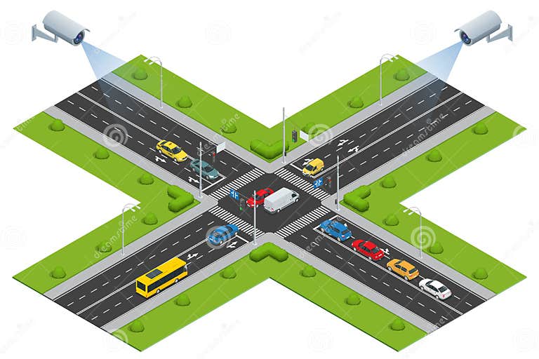 Security Camera Detects the Movement of Traffic. CCTV Security Camera ...