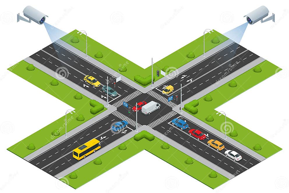 Security Camera Detects the Movement of Traffic. CCTV Security Camera ...