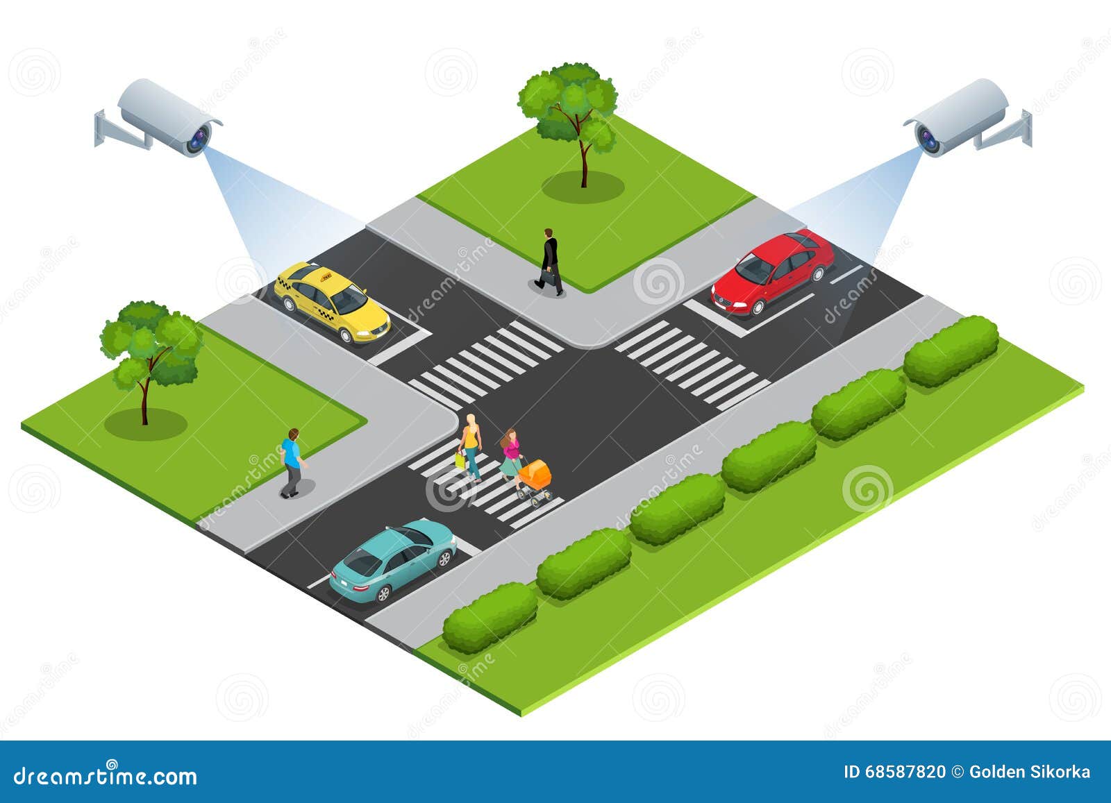 Security Camera Detects the Movement of Traffic. CCTV Security Camera ...