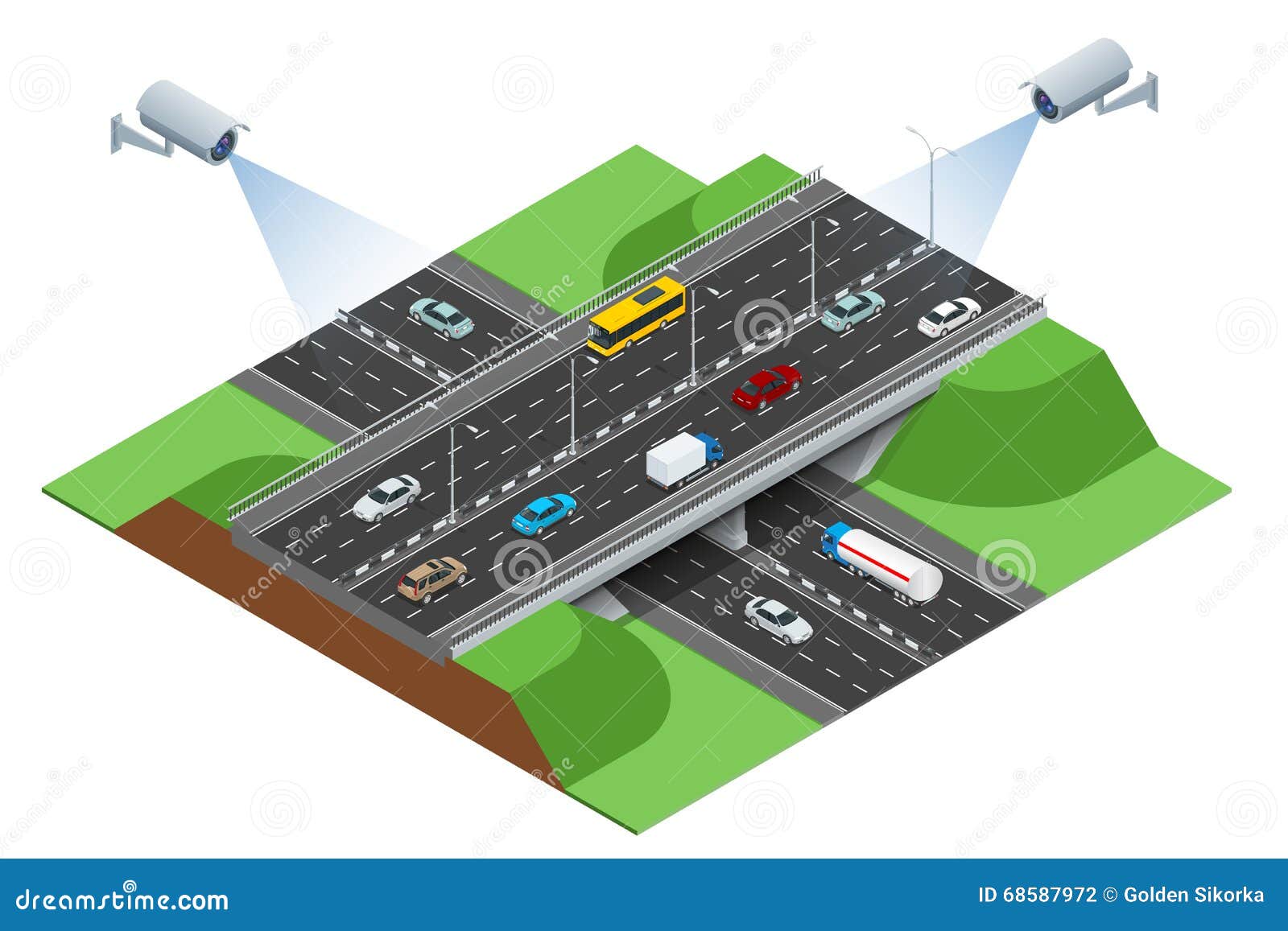 Security Camera Detects the Movement of Traffic. CCTV Security Camera ...