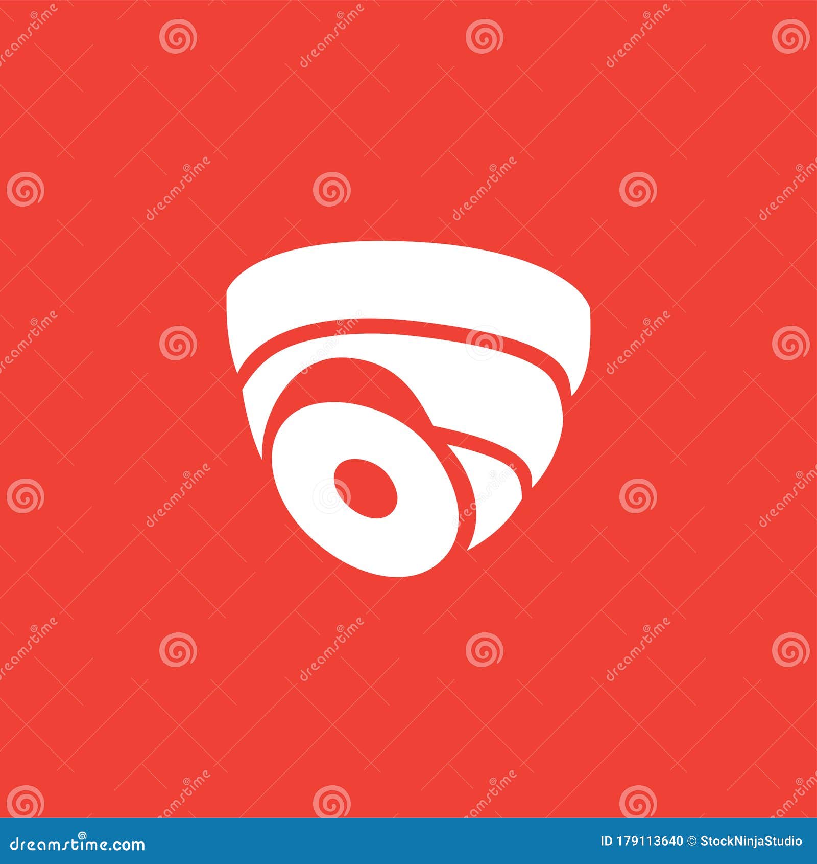 Security Camera Dome Icon on Red Background. Red Flat Style Vector ...