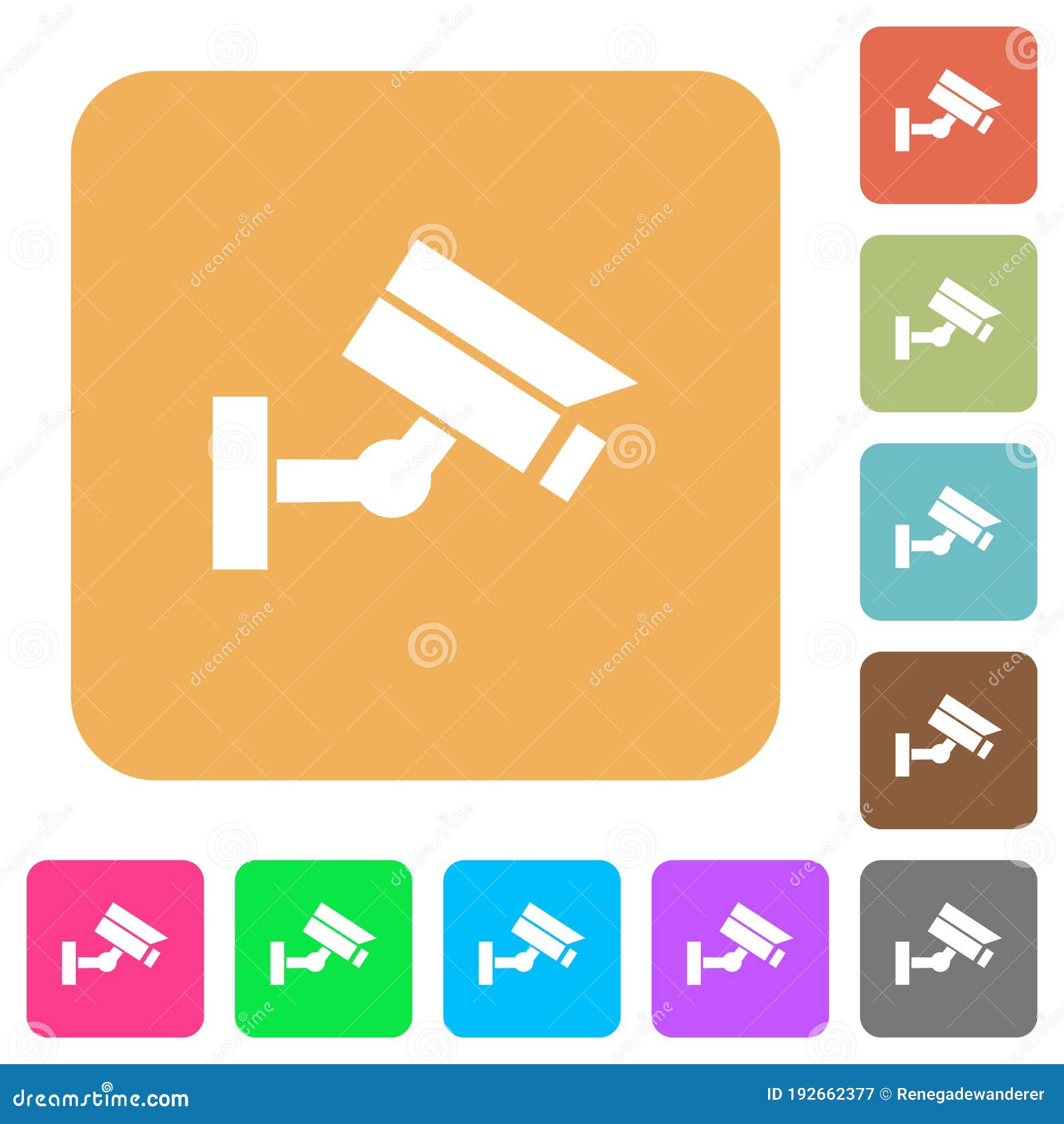 Security Camera Rounded Square Flat Icons Stock Vector - Illustration of security, monitoring ...