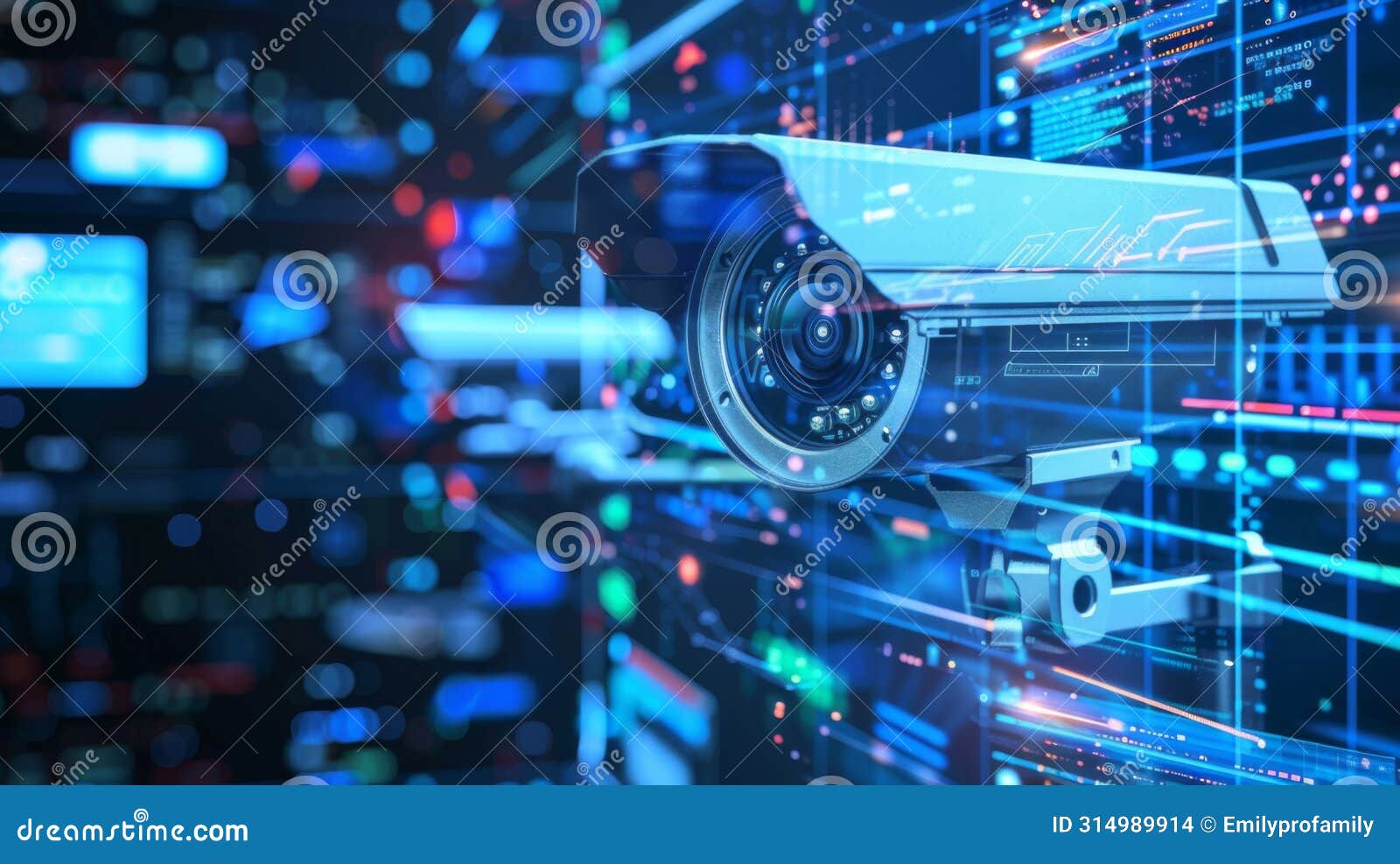 Security Camera in Front of Digital Background Stock Photo - Image of ...