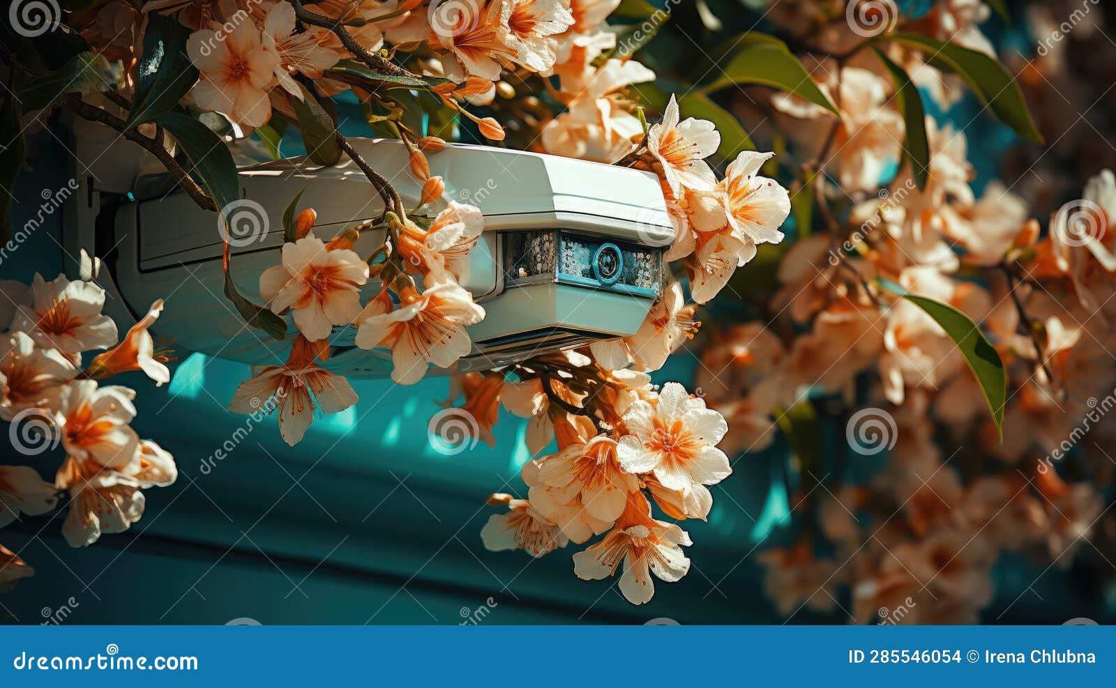 Security Camera in Front of House with Flowers in the Foreground Stock ...