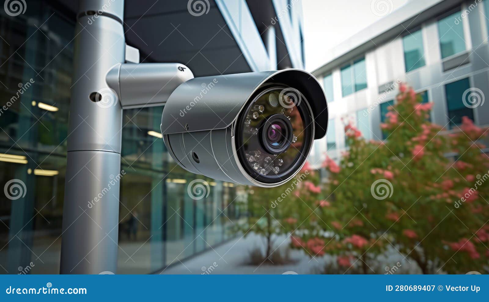 Security Camera in Front of the Office Building Close-up. Generative AI ...