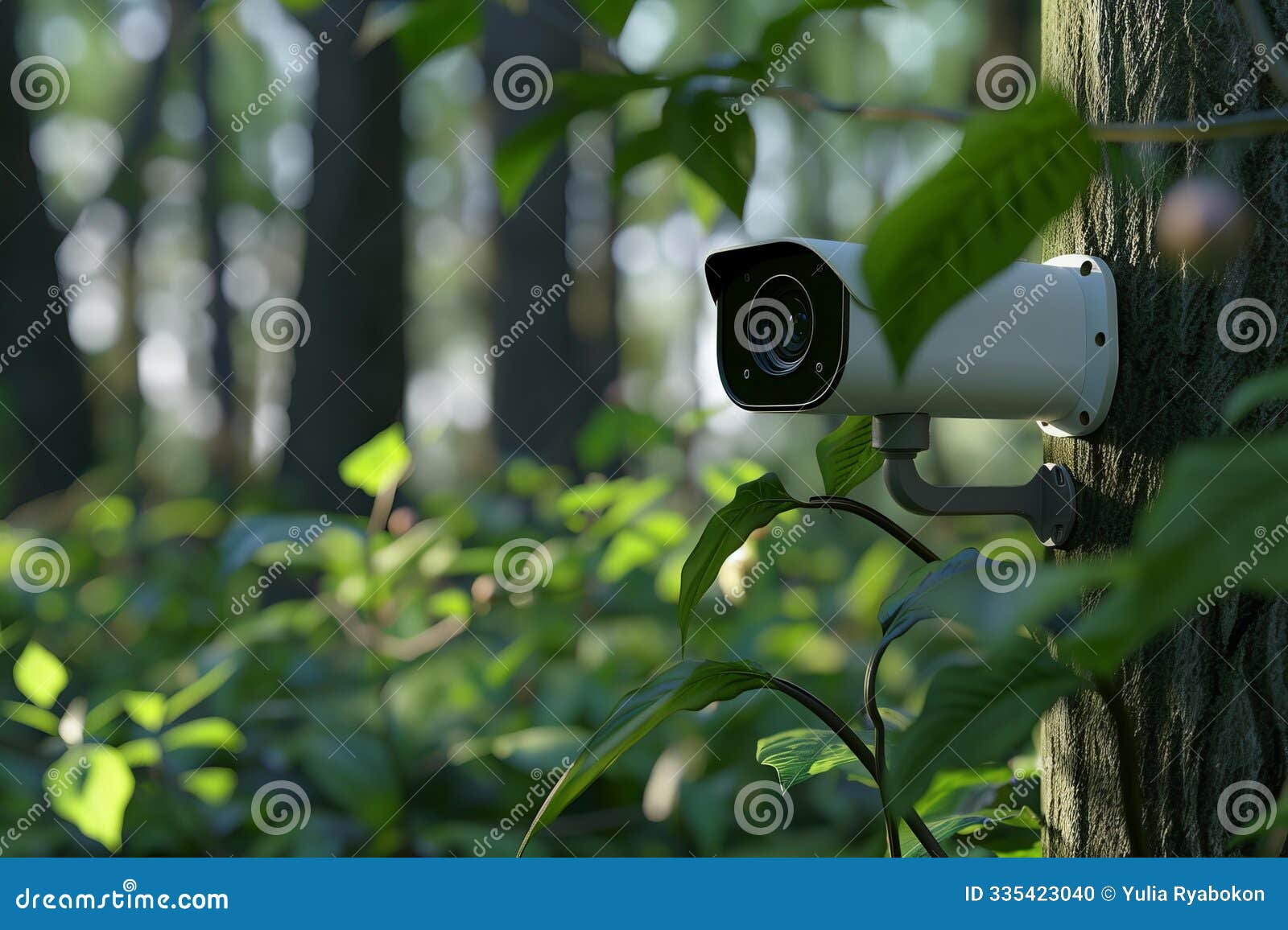 Security Camera Guarding Lush Green Forest Stock Photo - Image of green, prevention: 335423040