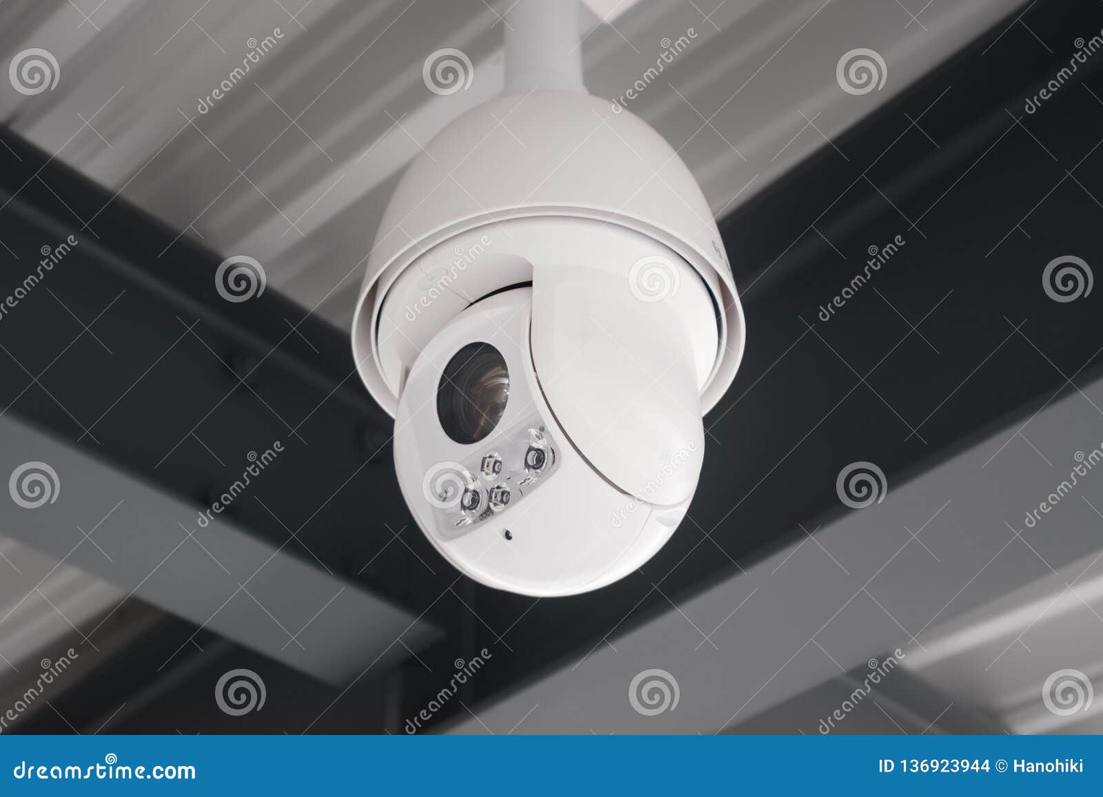 Security Camera Hanging on Ceiling - Cctv Camera Stock Photo - Image of ...