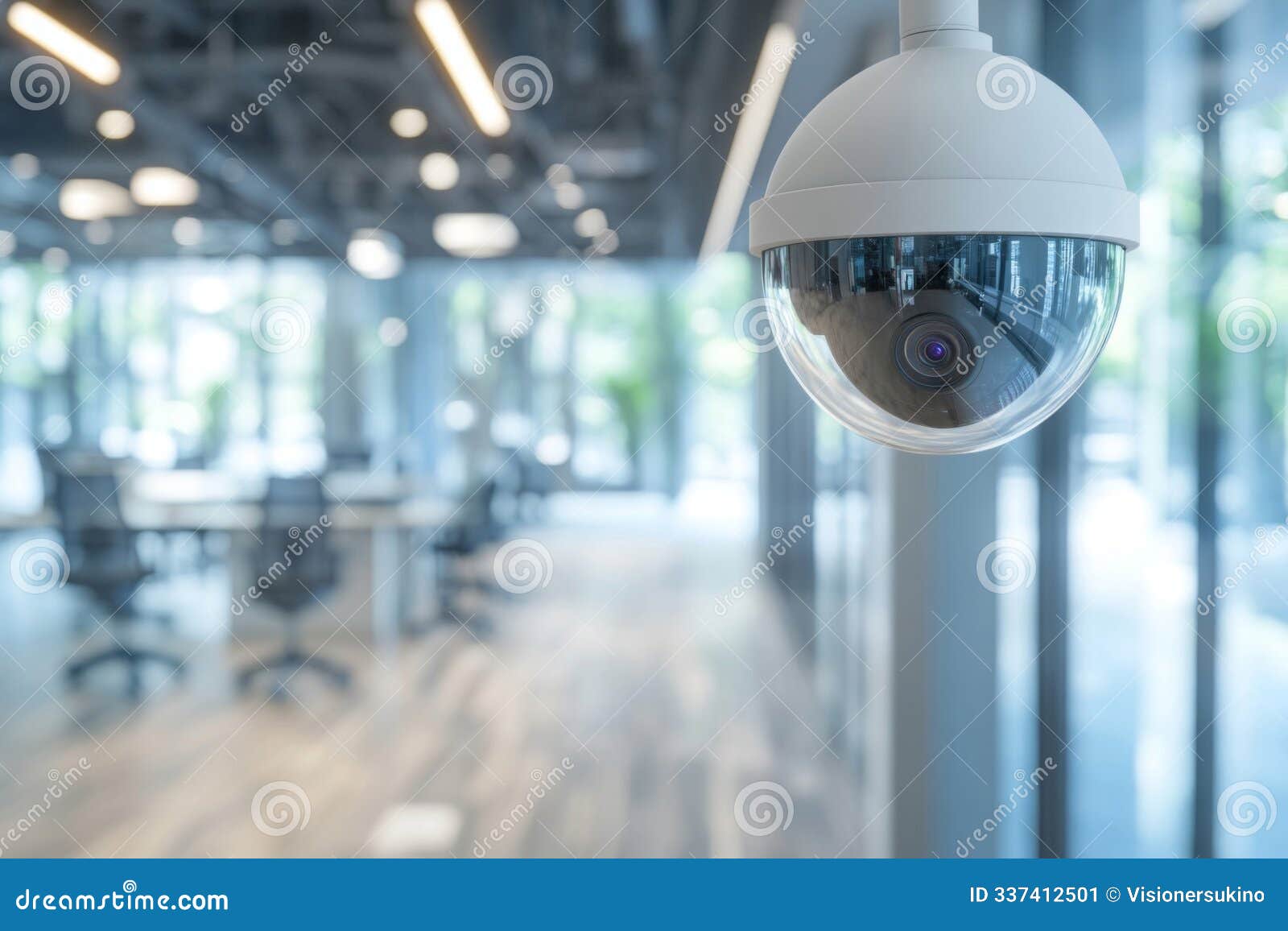 Security Camera Hanging in Modern Office Space Stock Illustration ...