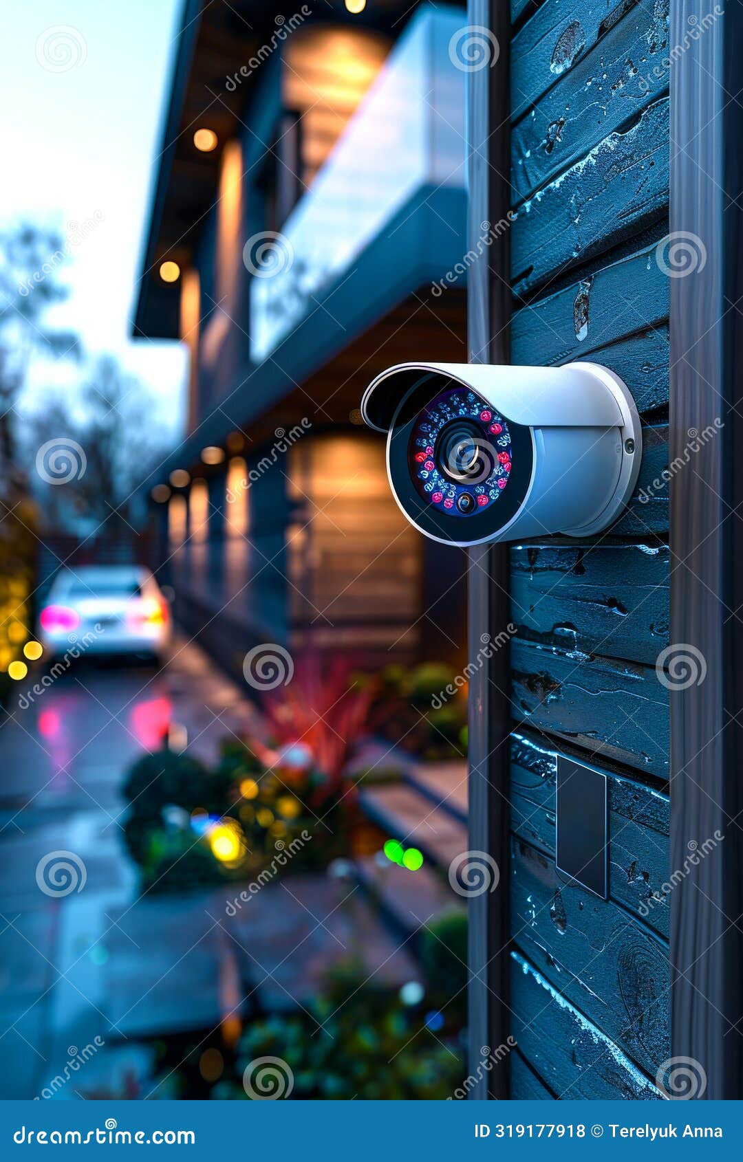 Security Camera and House at the Evening Stock Photo - Image of lens ...