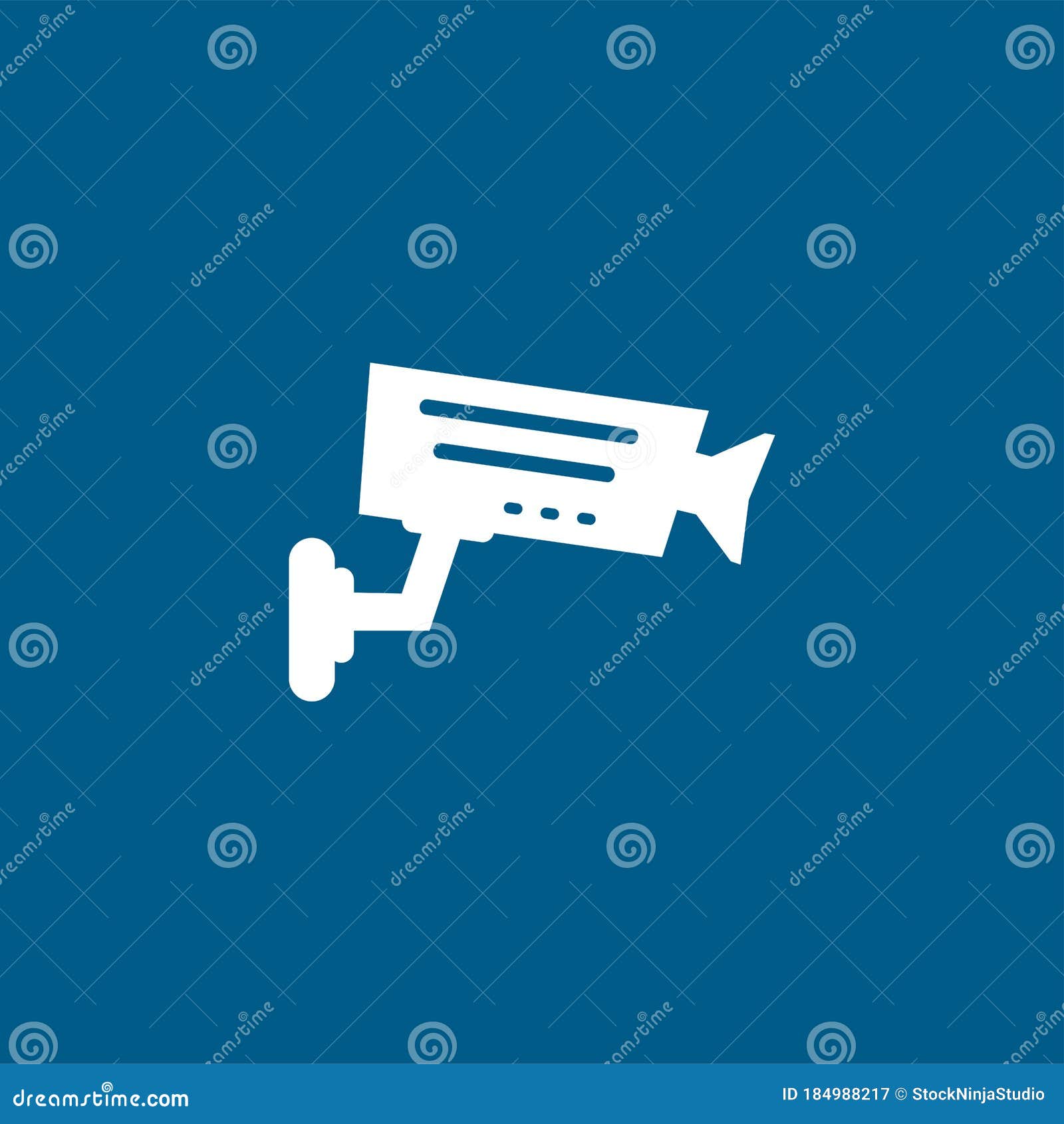 Security Camera Icon on Blue Background. Blue Flat Style Vector ...