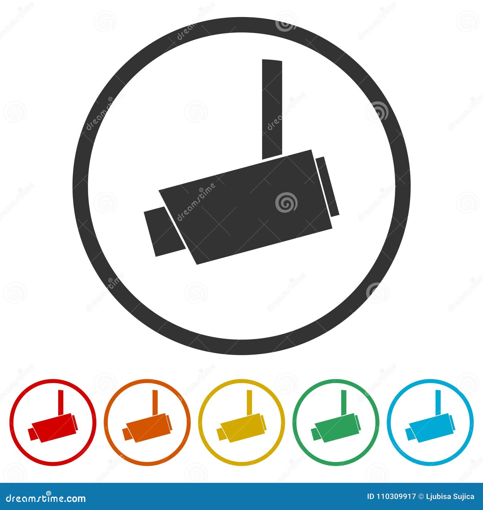 Security Camera Icon, 6 Colors Included Stock Vector - Illustration of ...