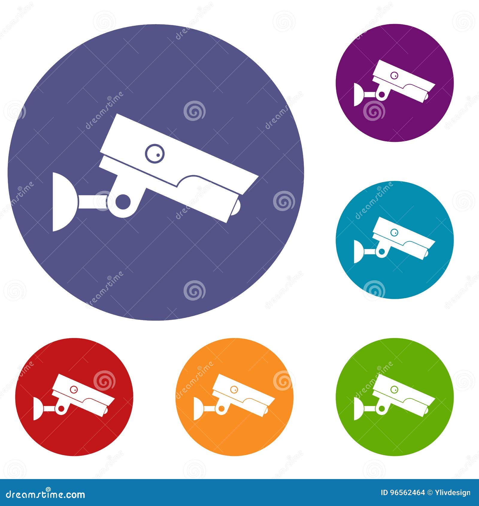 Security camera icons set stock vector. Illustration of monitoring ...