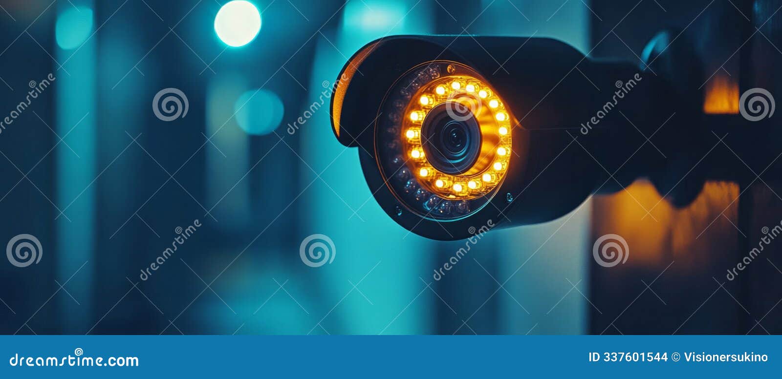 Security Camera with Infrared LEDs Mounted on a Wall Stock Illustration ...