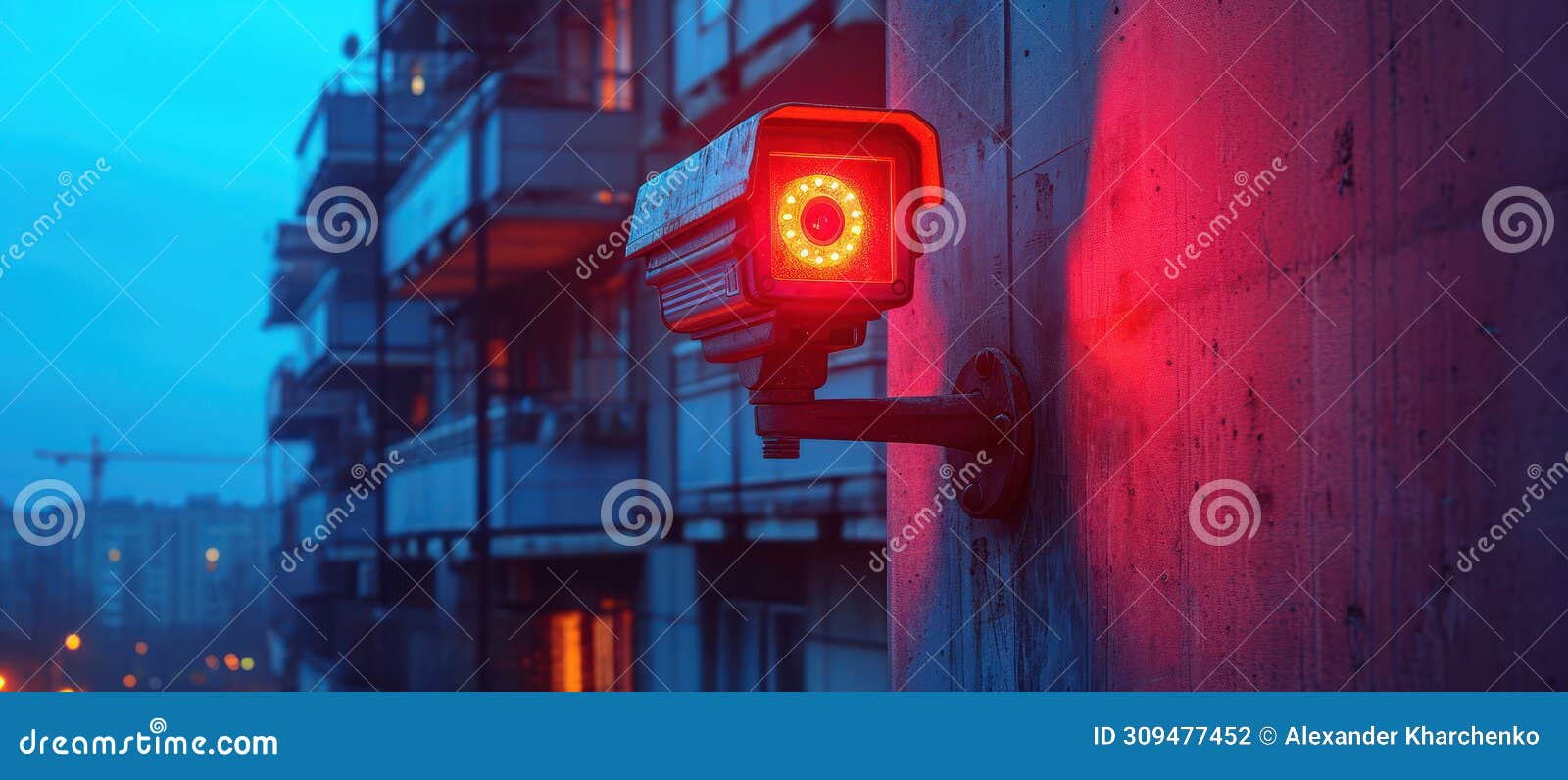 Security Camera with Infrared Light on the Side of a Building Extreme ...