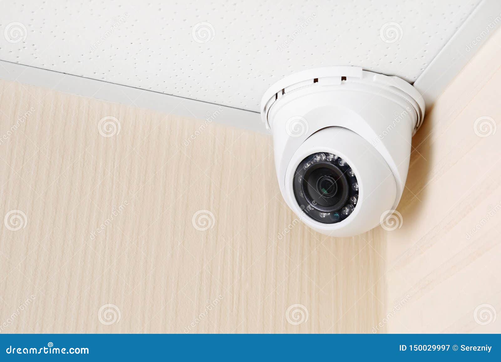 Security Camera Installed on Ceiling in Room Stock Image - Image of ...