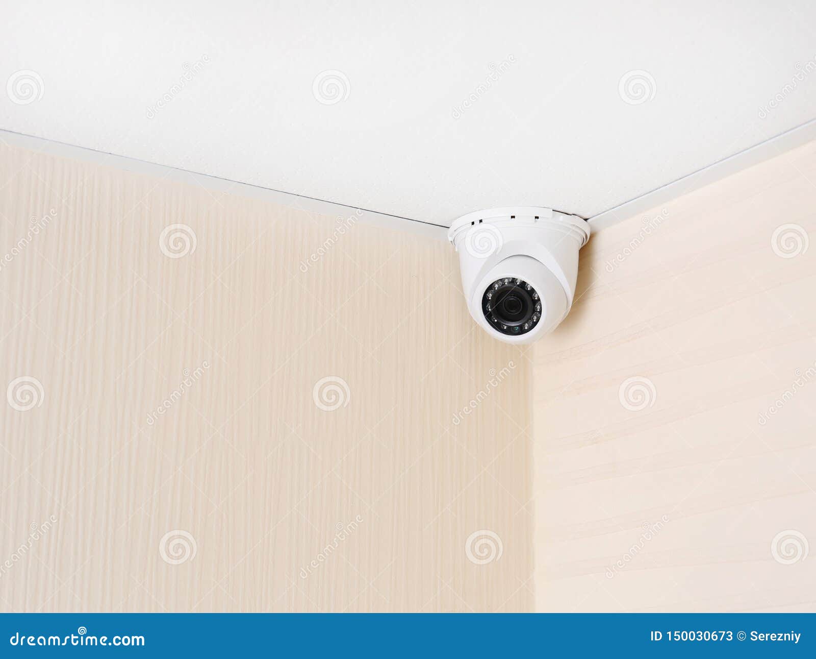 Security Camera Installed on Ceiling in Room Stock Image - Image of ...