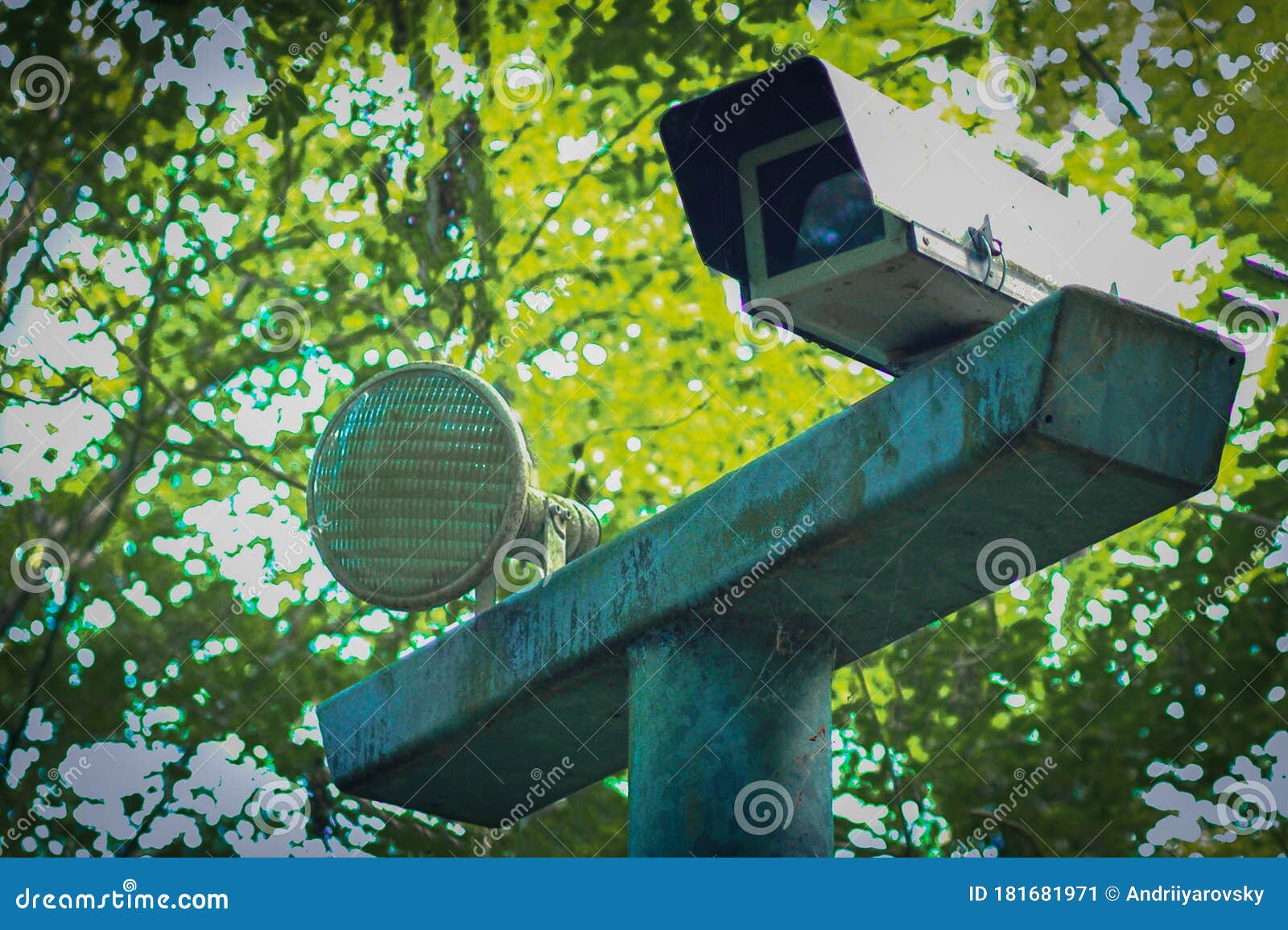 Security Camera Installed in the Forest Stock Image - Image of cctv ...