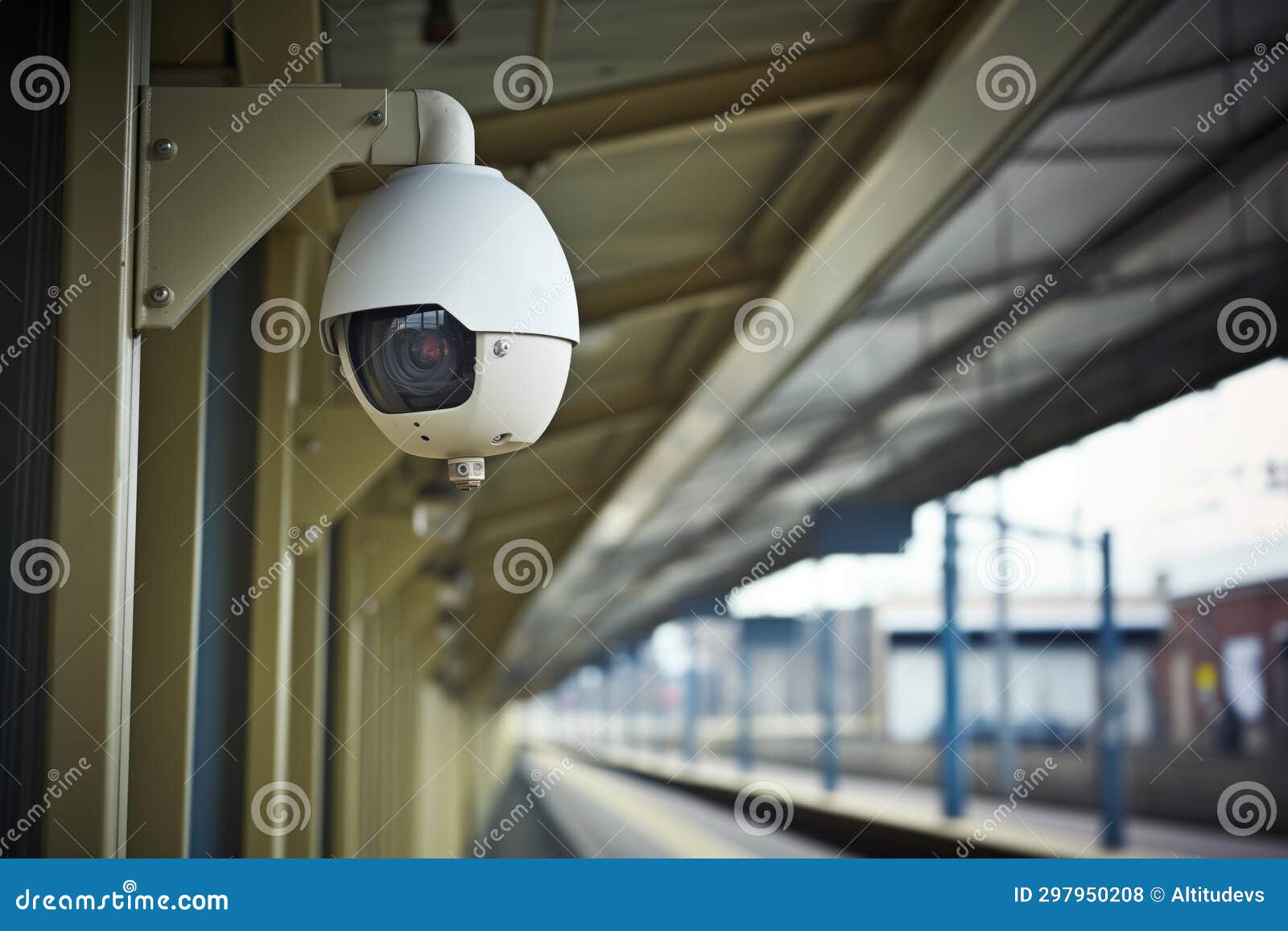 Security Camera Installed at a Train Station Stock Illustration ...