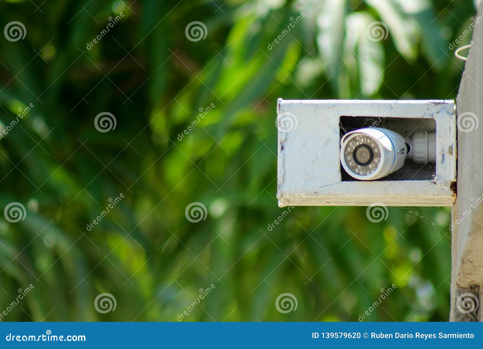Security Camera, with Iron Box Protection Stock Photo - Image of metal ...
