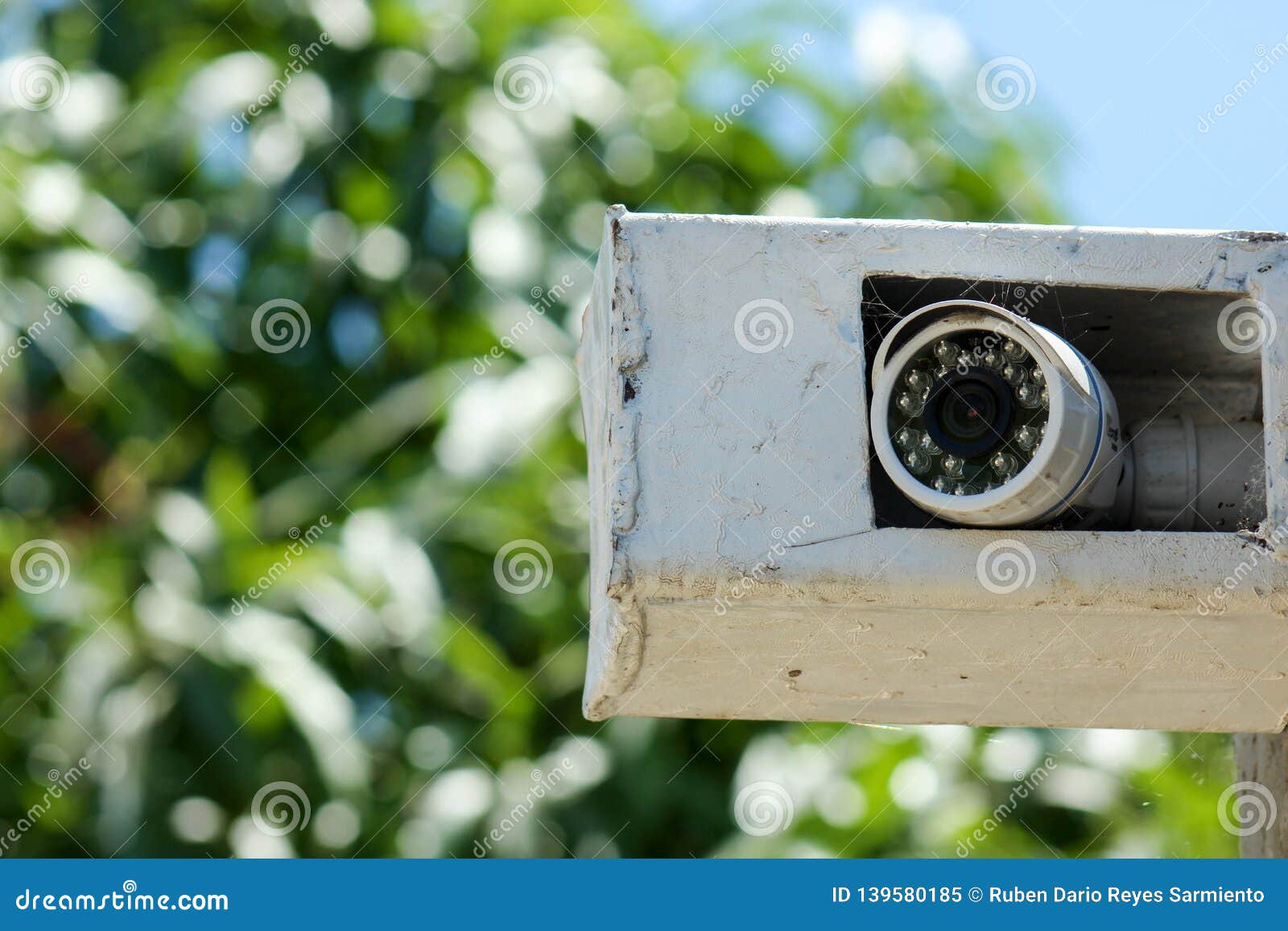 Security Camera, with Iron Box Protection Stock Image - Image of lock ...