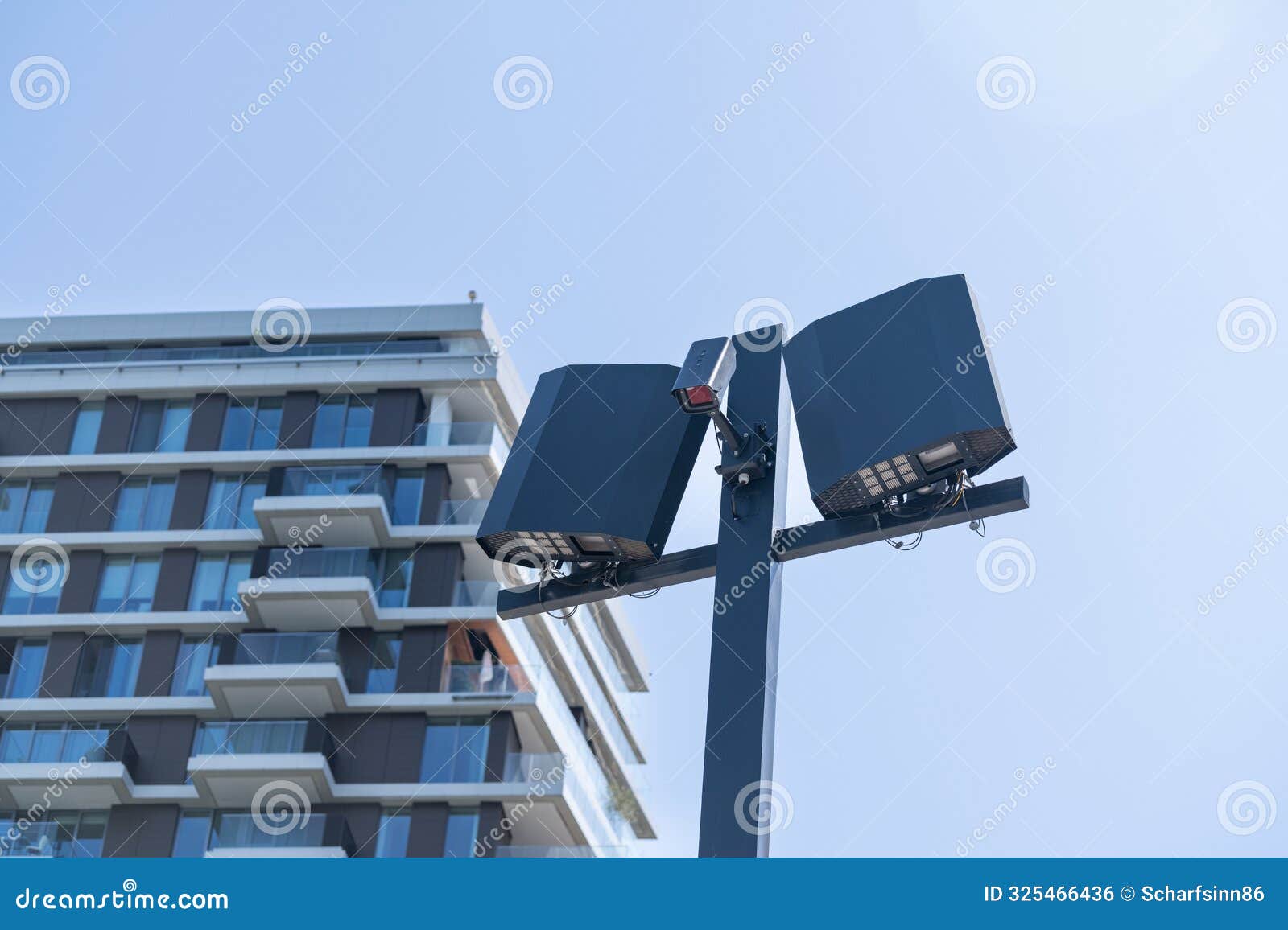 Security Camera with Light Projectors Stock Photo - Image of safety ...