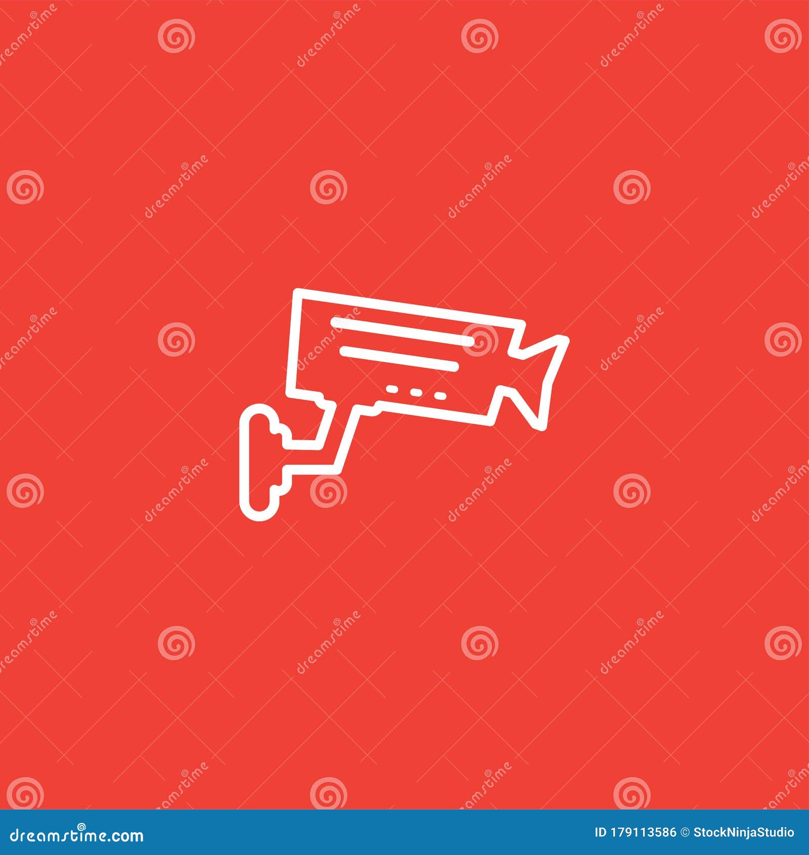 Security Camera Line Icon on Red Background. Red Flat Style Vector ...