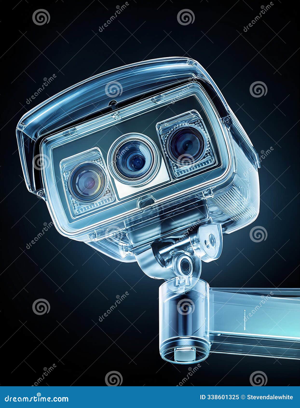 Security Camera in a Modern Design with Multiple Lenses Mounted on a ...