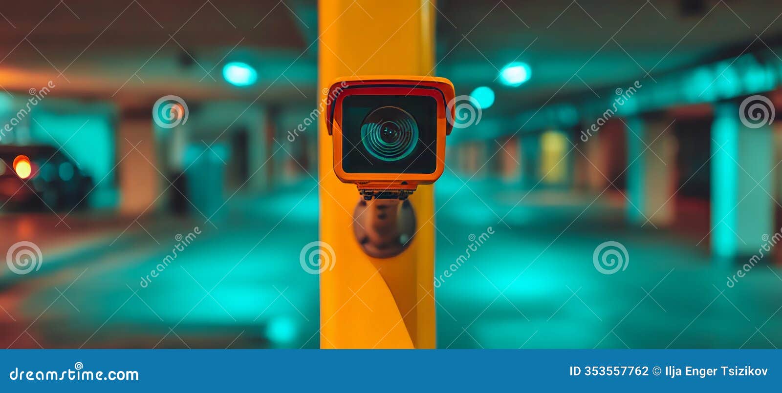 Security Camera Monitoring in a Modern Parking Structure, Concept of ...