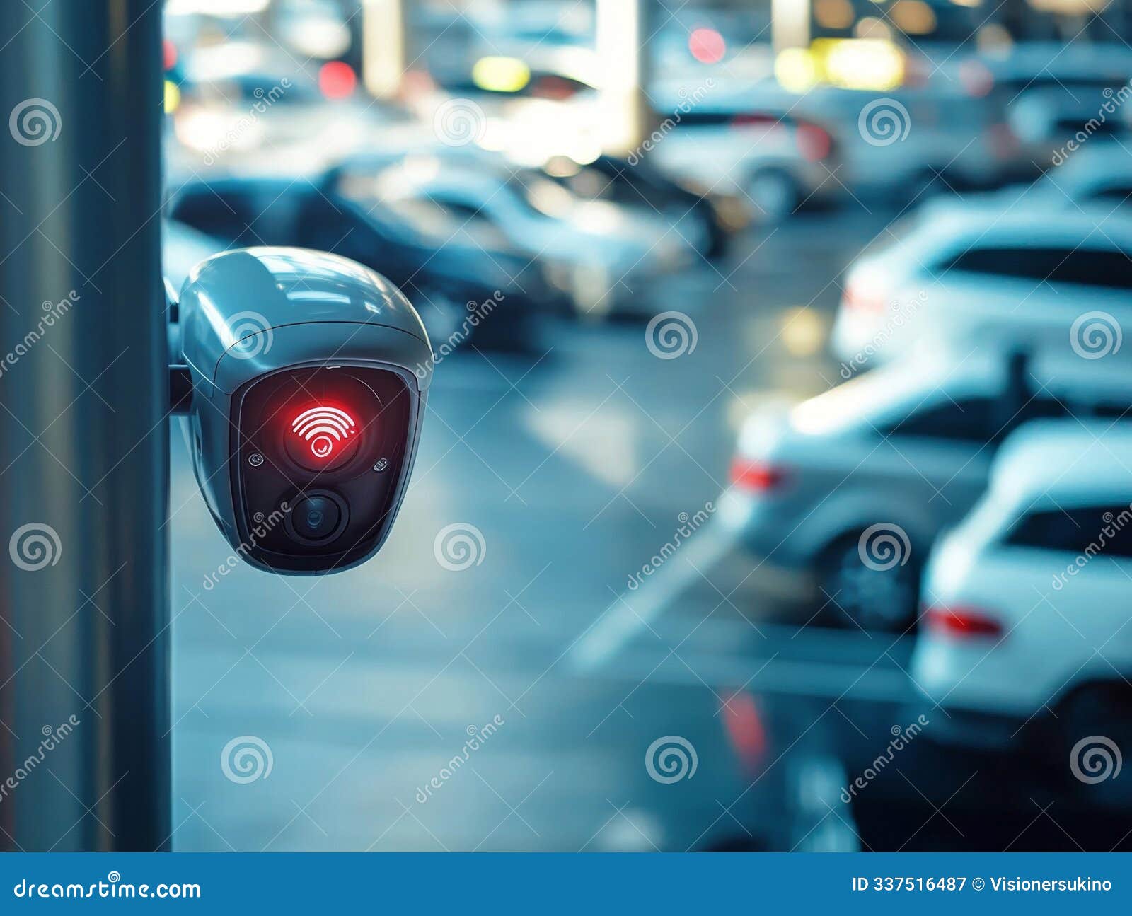 Security Camera Monitoring a Parking Lot Stock Illustration ...